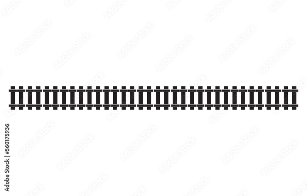 Vector de Stock Horizontal straight Traintrack, railroad, railway contour, Tramway, metro ...