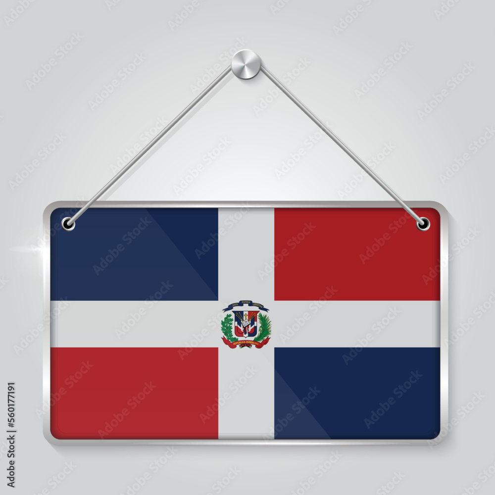 Flag of Dominican Republic. The symbol of the state in the pennant ...