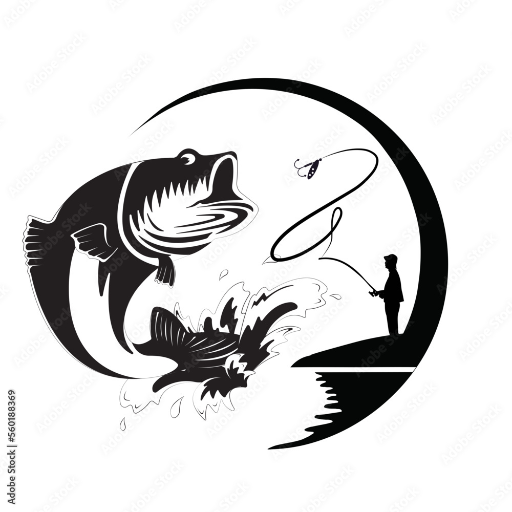 Стоковое векторное изображение «Fisherman catching fish SVG, fishing ...