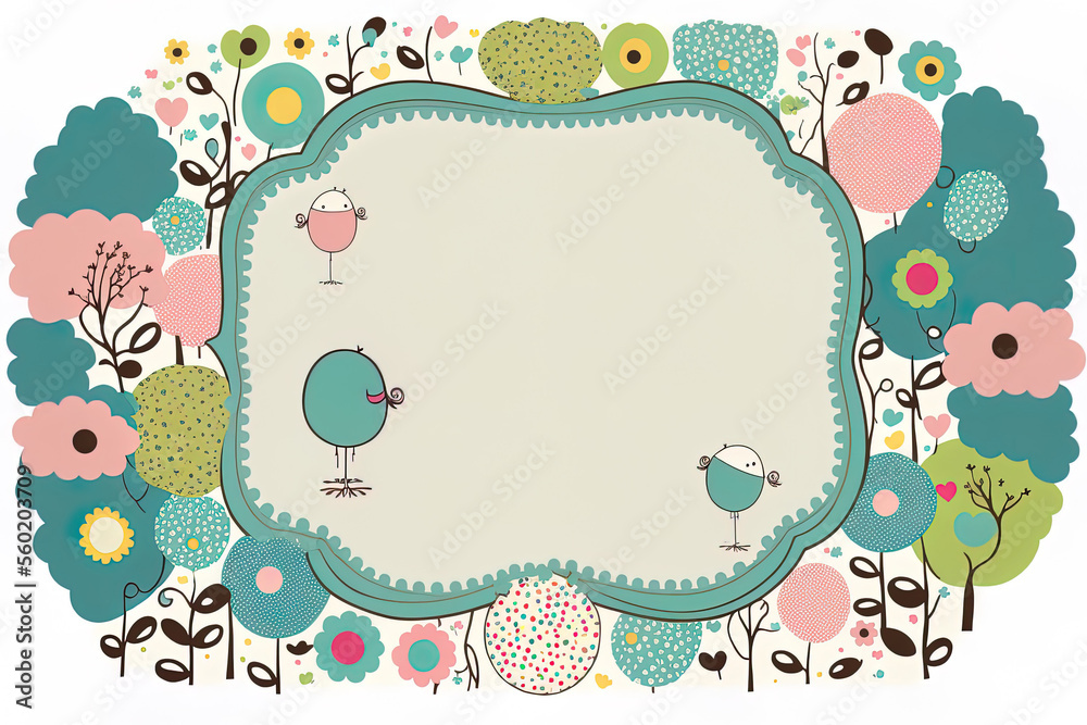 cute doodle border and frame. Generative AI Stock Illustration | Adobe ...
