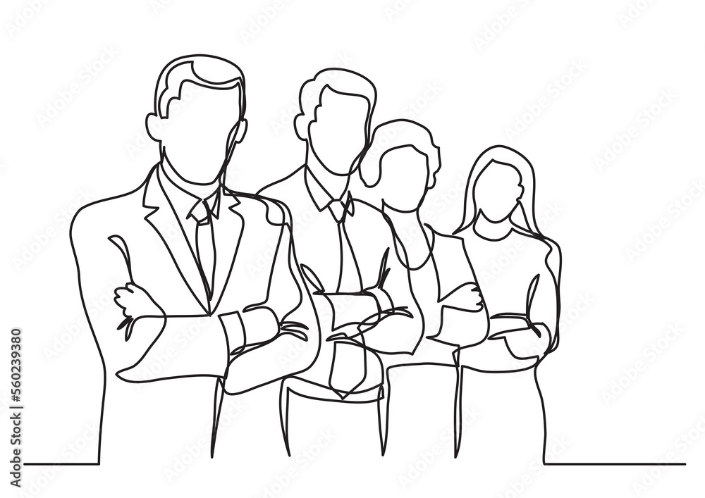 continuous line drawing business team collective - PNG image with ...