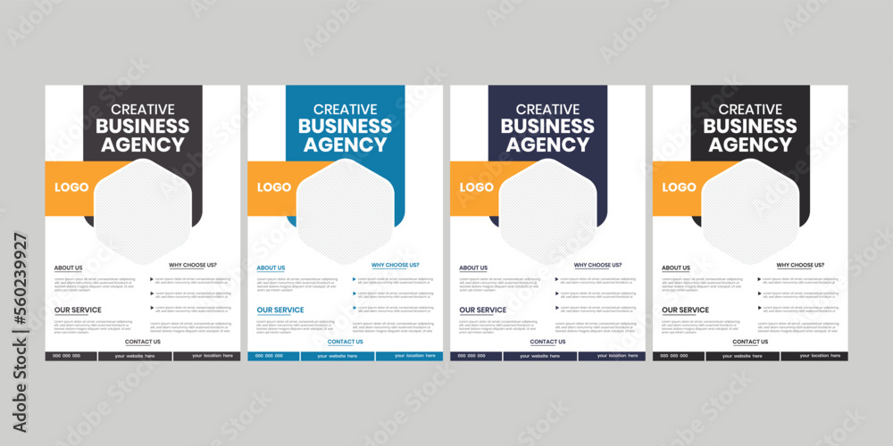 set of a4 page 4 colorful flier design. advertisement luxury poster ...