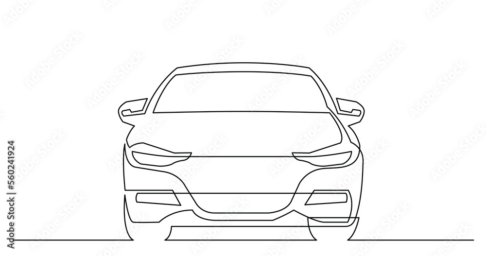continuous line drawing of modern luxury sedan car - PNG image with ...