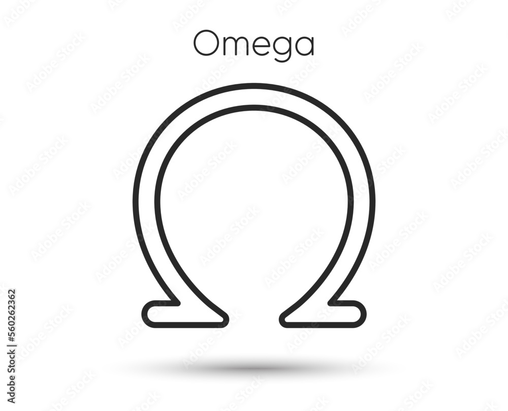 Omega uppercase line icon. Last Greek letter symbol. Ohm sign ...