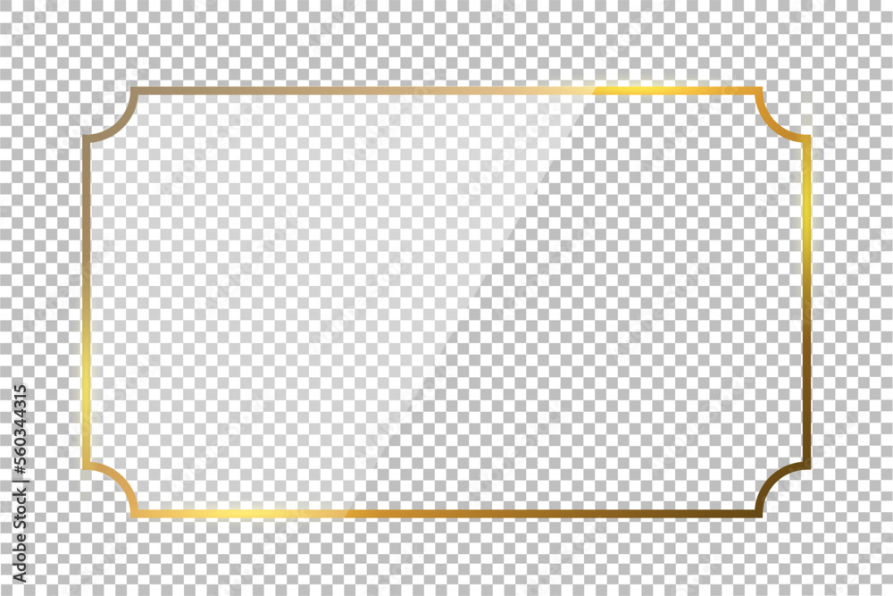 Luxury gold border isolated on transparent background. Glowing gradient ...