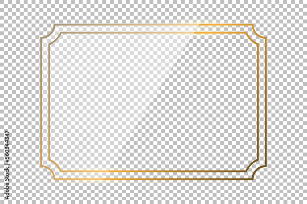 Luxury gold border isolated on transparent background. Glowing gradient ...