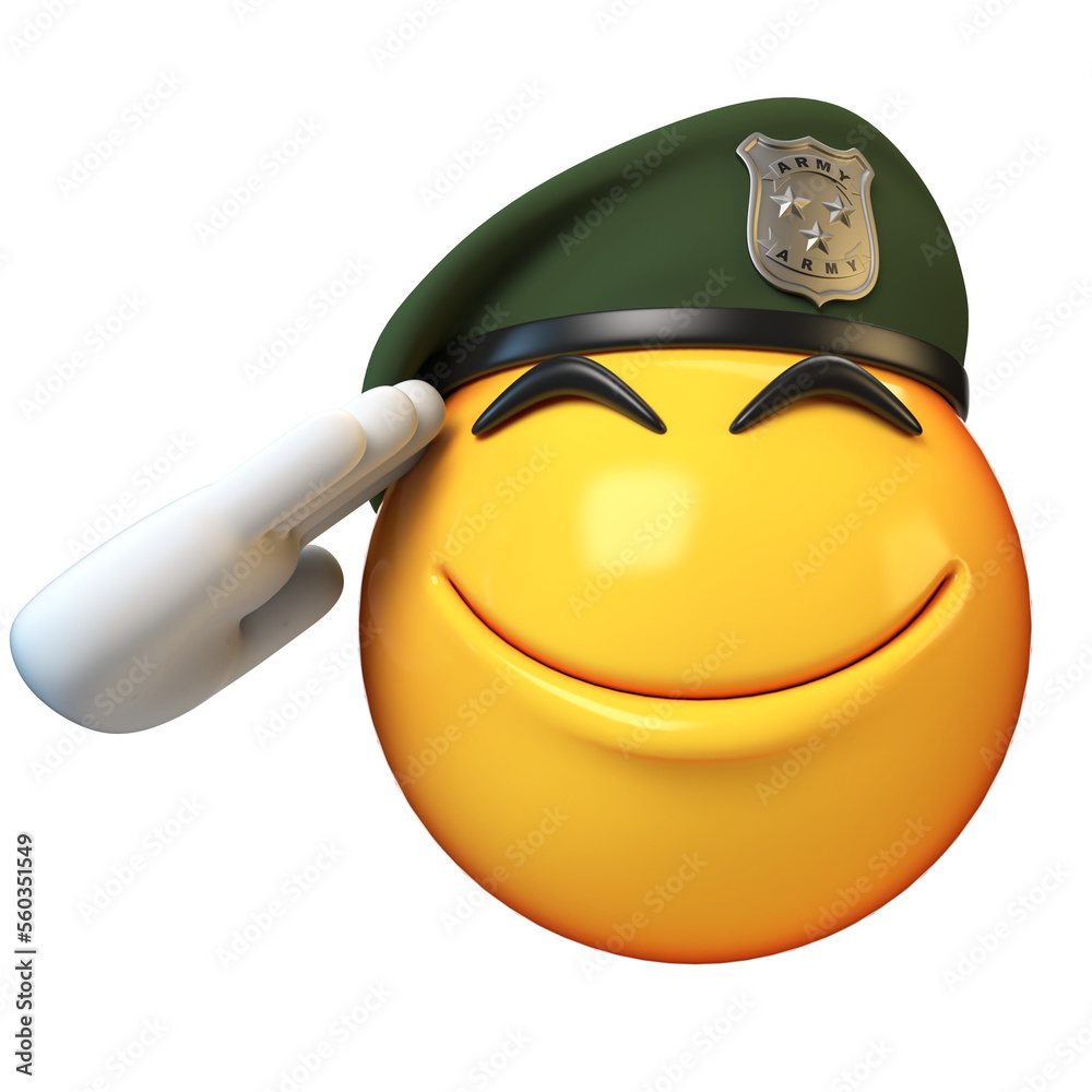 Emoji army solider isolated on white background, military emoticon ...
