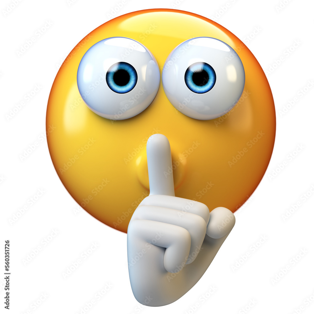 Emoji making silence hand gesture isolated on white background ...