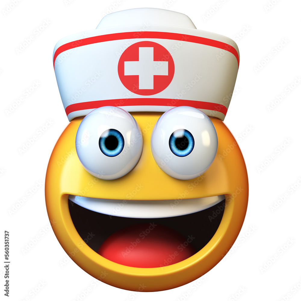 Nurse emoji isolated on white background, first aid, medic emoticon ...