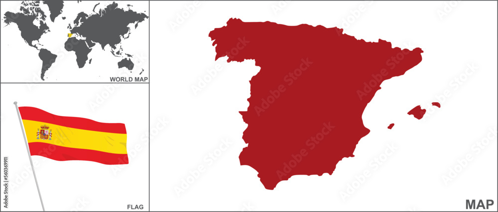 Spain map and flag. vector Stock Vector | Adobe Stock