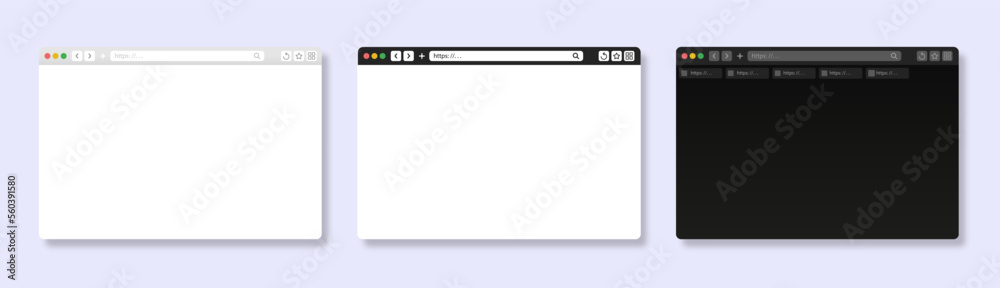 Browser window interface. Web page template. Ui design wireframe. Mockup desktop computer screen ...