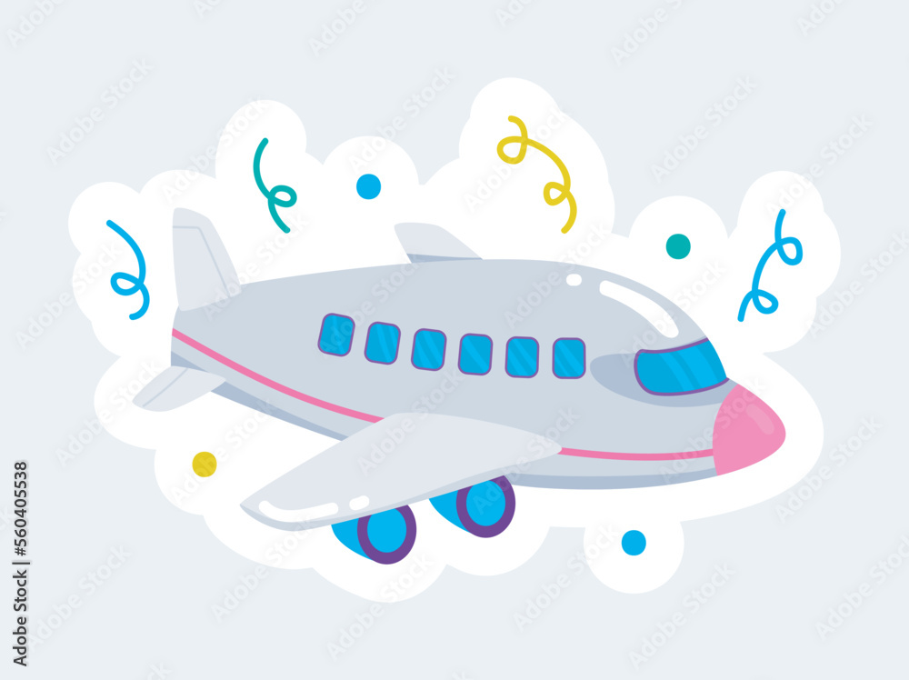 Cute airplane flying in sky. Aviation transport and flights. Vector ...