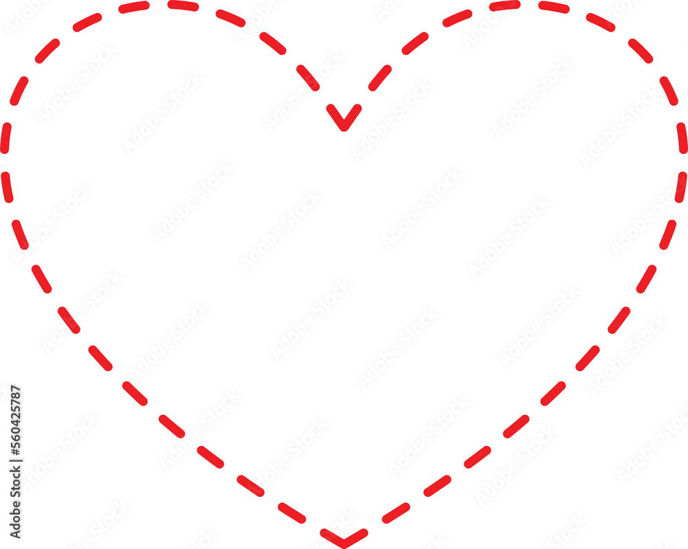 Red dash line heart frame , border, PNG illustration with transparent ...
