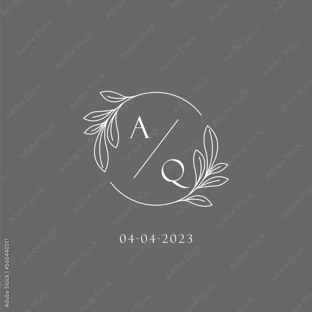 Letter AQ wedding monogram logo design creative floral style initial ...