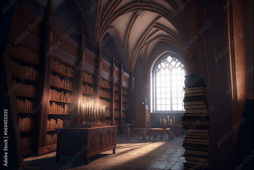 Medieval Castle Scriptorium Stock Illustration | Adobe Stock