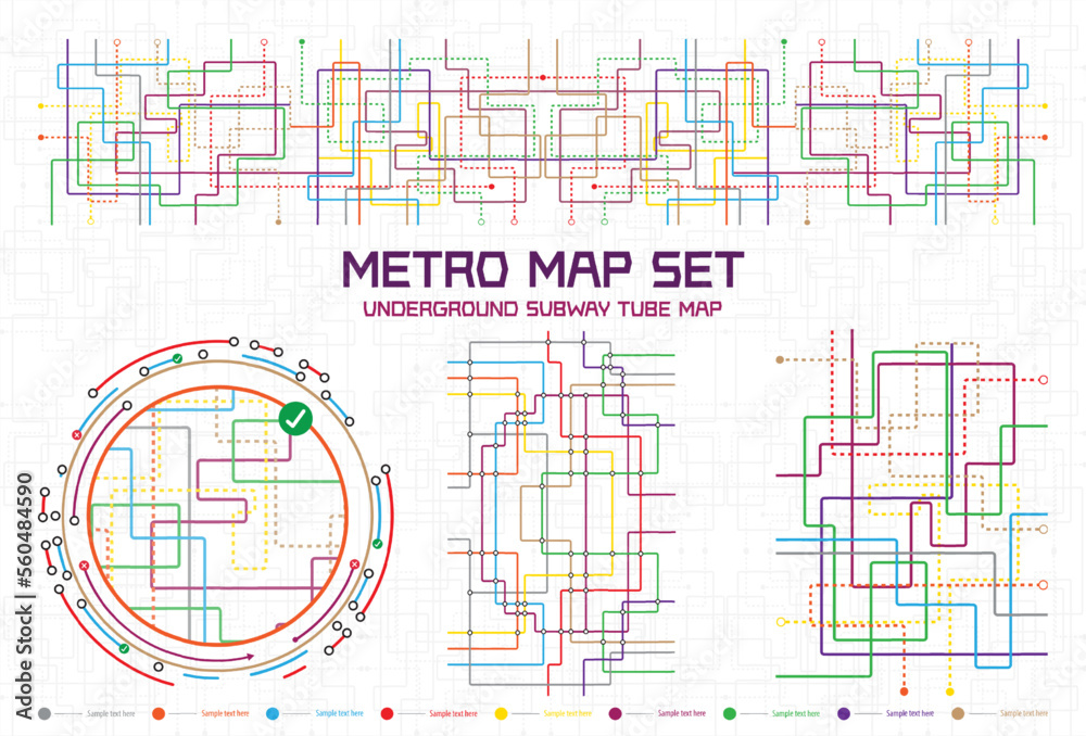 Transparent retro map tube subway scheme. City transportation complex ...