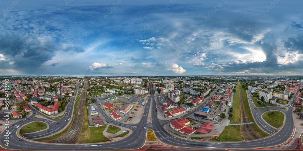 aerial full seamless spherical hdri 360 panorama view above road ...