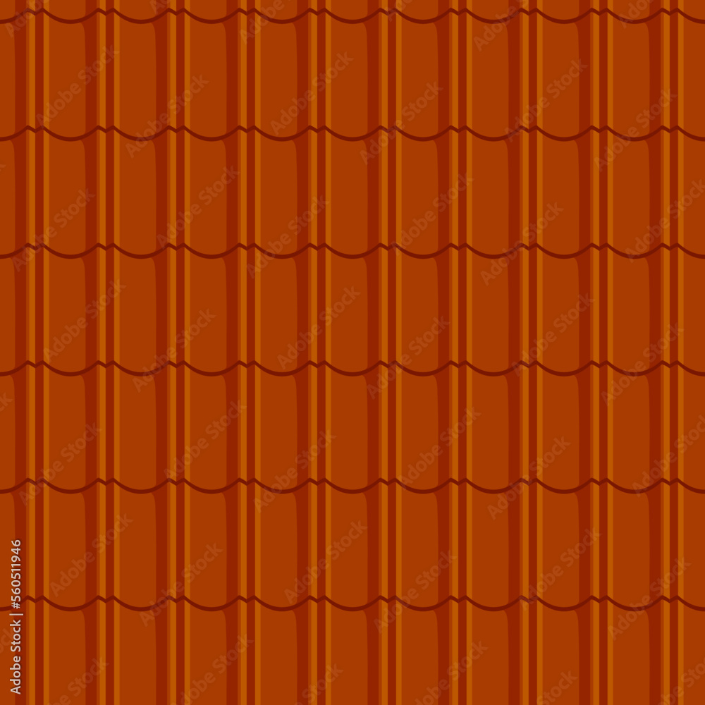 Orange roof tile texture, seamless pattern background, vector rooftop ...