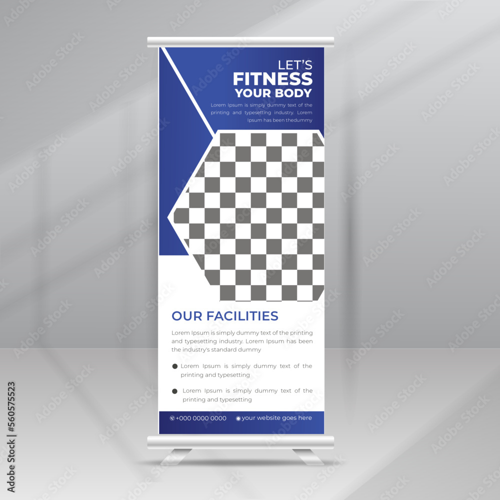 Fitness Gym Roll Up Stand Banner, body fit Standee, Flyer, Poster, Flag ...
