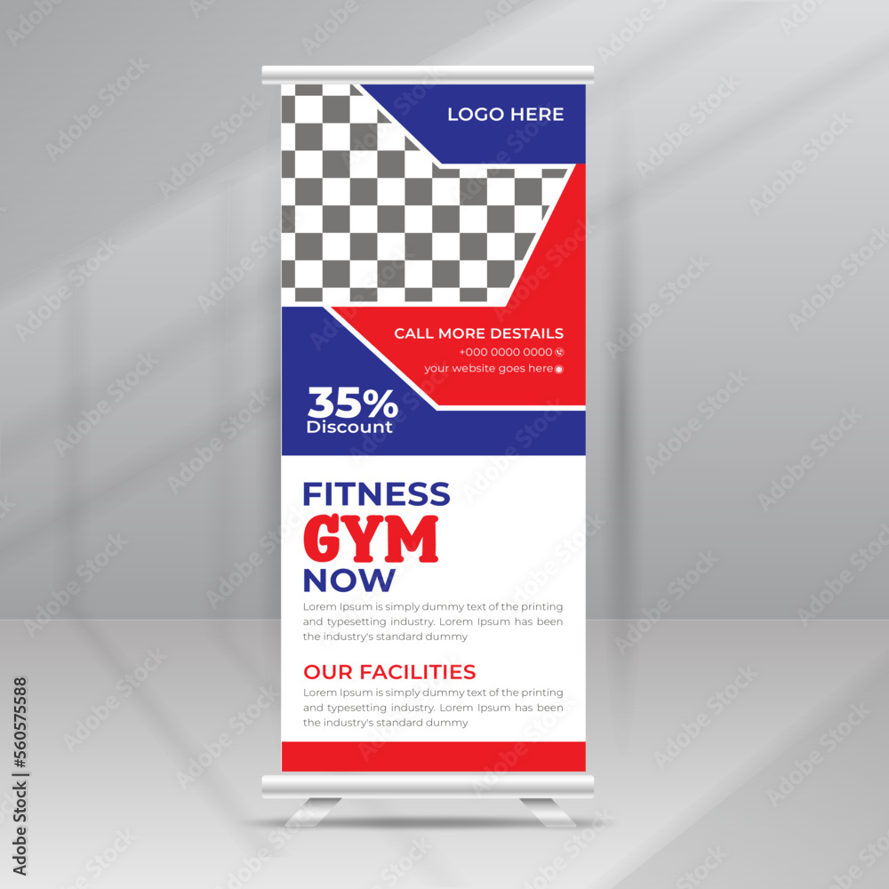 Fitness Gym Roll Up Stand Banner, body fit Standee, Flyer, Poster, Flag ...