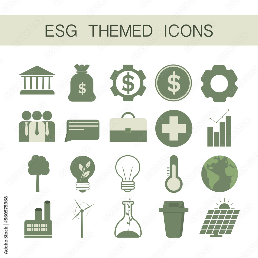 ESG themed icons. ESG environmental social and governance.Vector ...