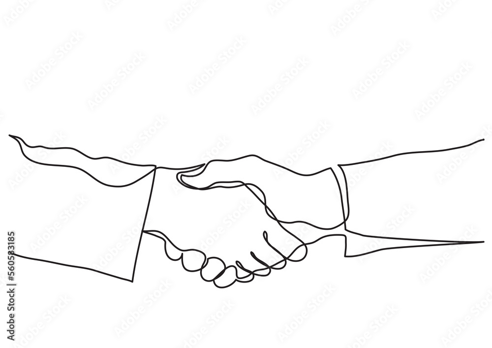 continuous line drawing handshake - PNG image with transparent ...