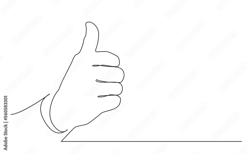 continuous line drawing thumb up hand gesture - PNG image with ...