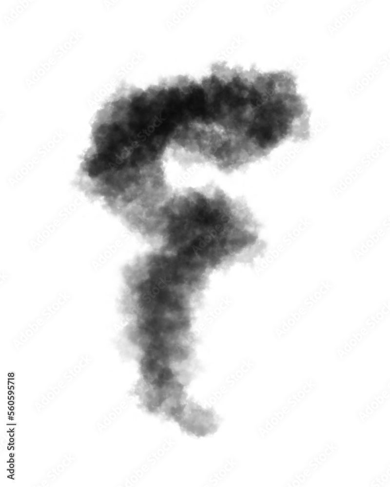 Abstract black puffs of smoke swirl overlay on transparent background ...