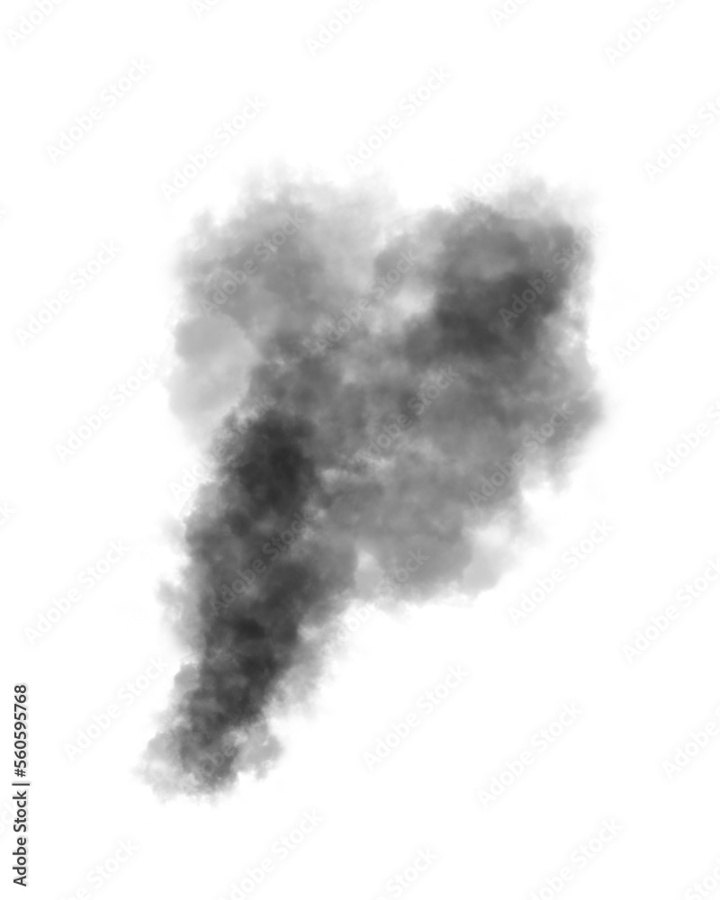 Abstract black puffs of smoke swirl overlay on transparent background ...