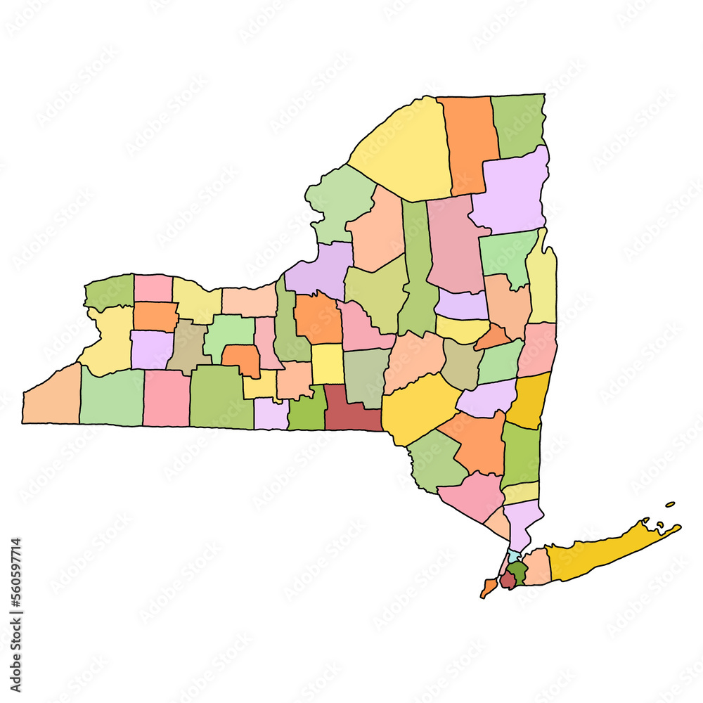 colourful new york counties map. New York - Highly detailed editable ...