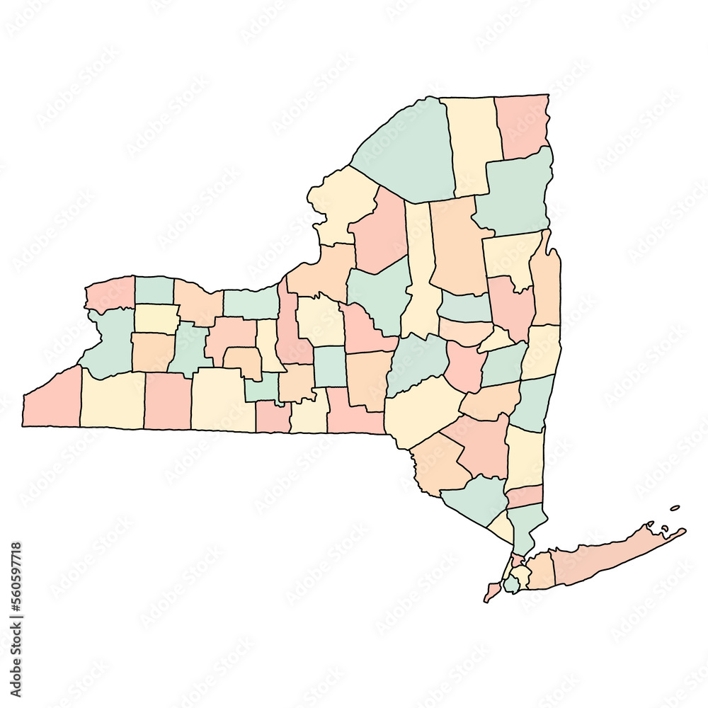 colourful new york counties map. New York - Highly detailed editable ...
