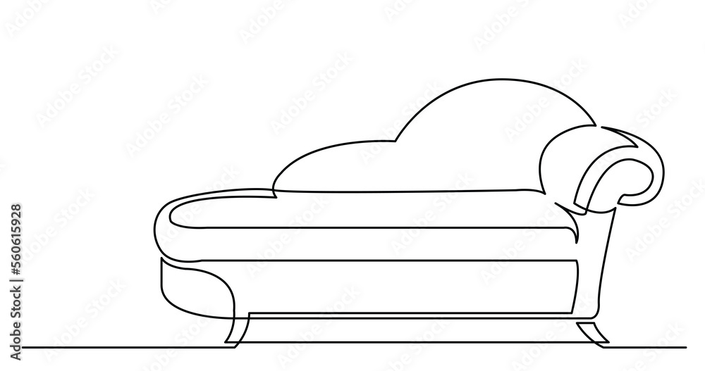 continuous line drawing of comfortable lounge chaise - PNG image with ...
