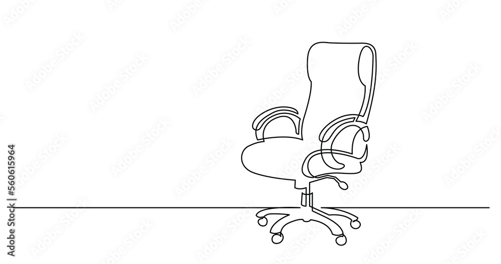 continuous line drawing of executive office char with arm rests - PNG ...