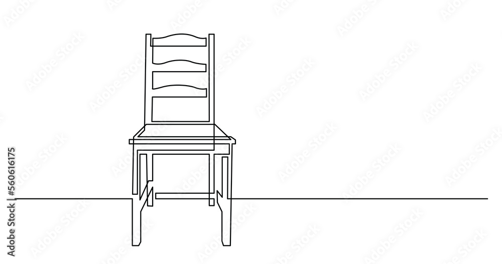 continuous line drawing of tall dinner wooden chair - PNG image with ...