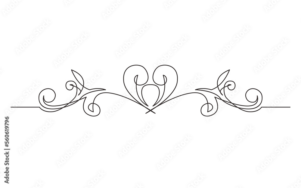 continuous line drawing symmetrical vignette design - PNG image with ...