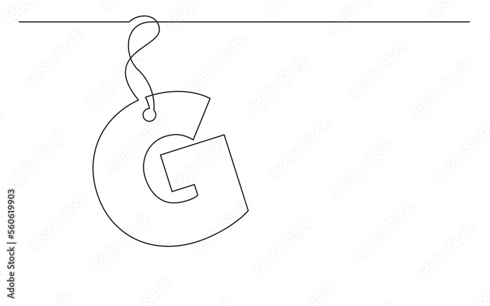 continuous line drawing tag label alphabet letter design g - PNG image ...