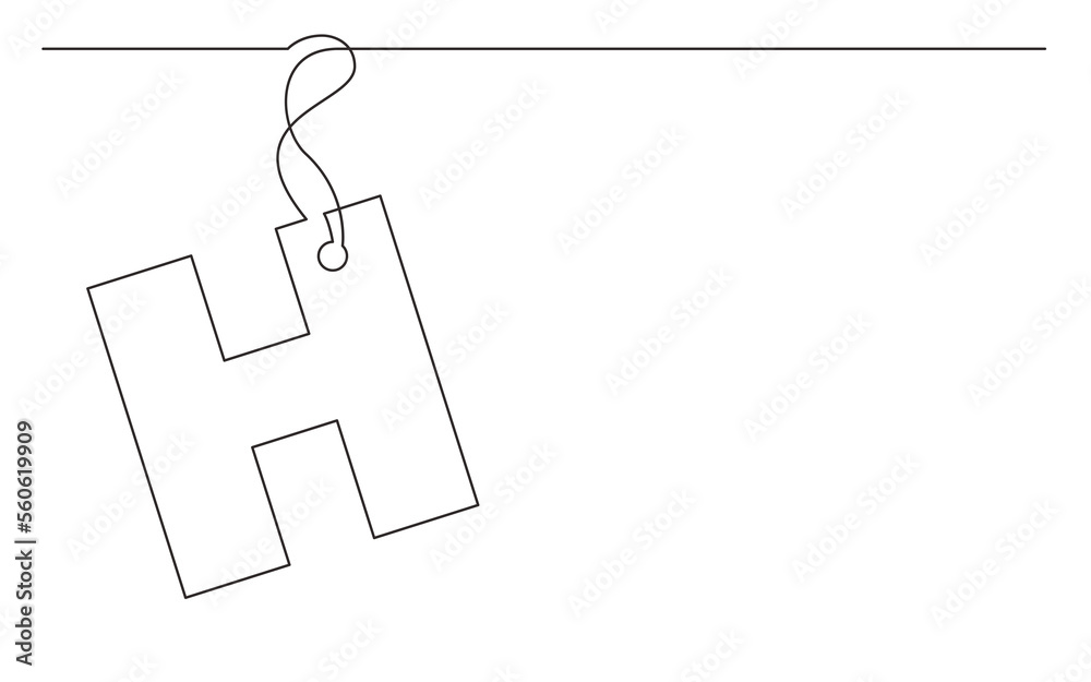 continuous line drawing tag label alphabet letter design h - PNG image ...