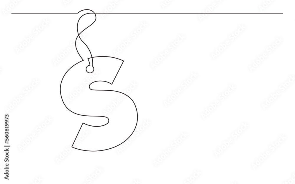 continuous line drawing tag label alphabet letter design s - PNG image ...