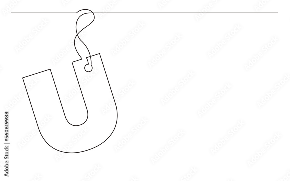 continuous line drawing tag label alphabet letter design u - PNG image ...