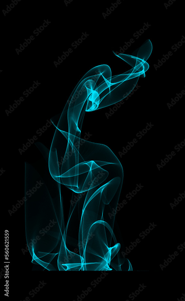 Abstract blue color puffs of smoke swirl overlay on transparent ...