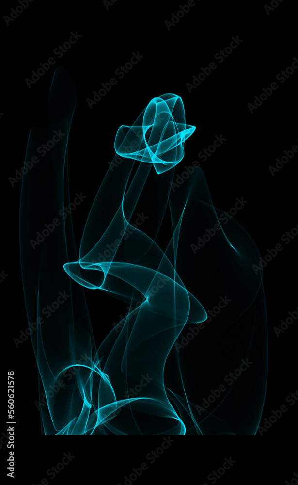 Abstract blue color puffs of smoke swirl overlay on transparent ...