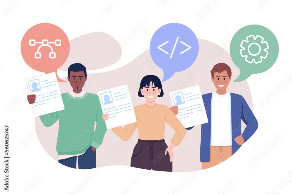 Good first impression at job fair 2D vector isolated illustration ...