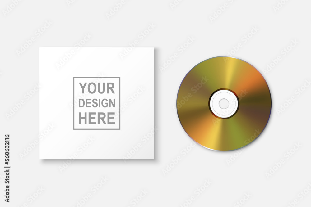 Vector Realistic Yellow CD, DVD with Paper Square Cover, Envelope, Case ...