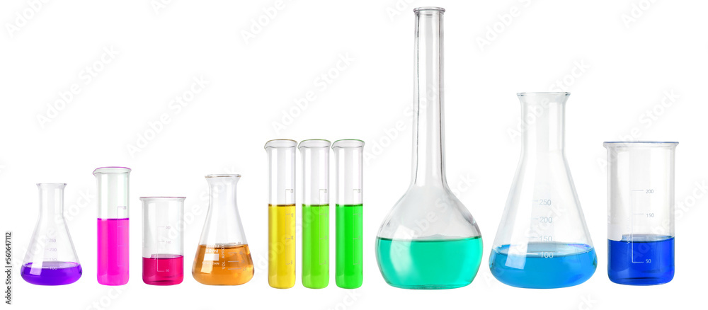 Flasks with colour liquid isolated Stock Photo | Adobe Stock