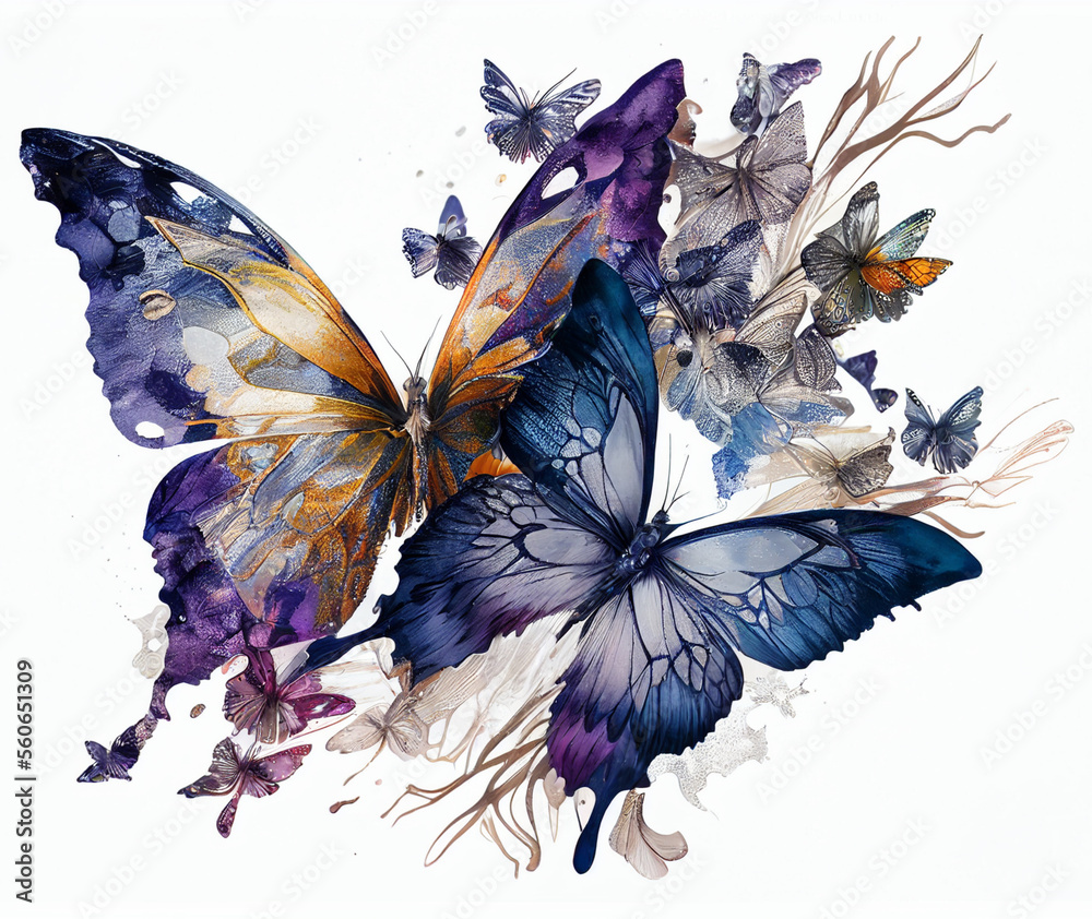Beautiful watercolor butterflies, can be used for desktop background ...