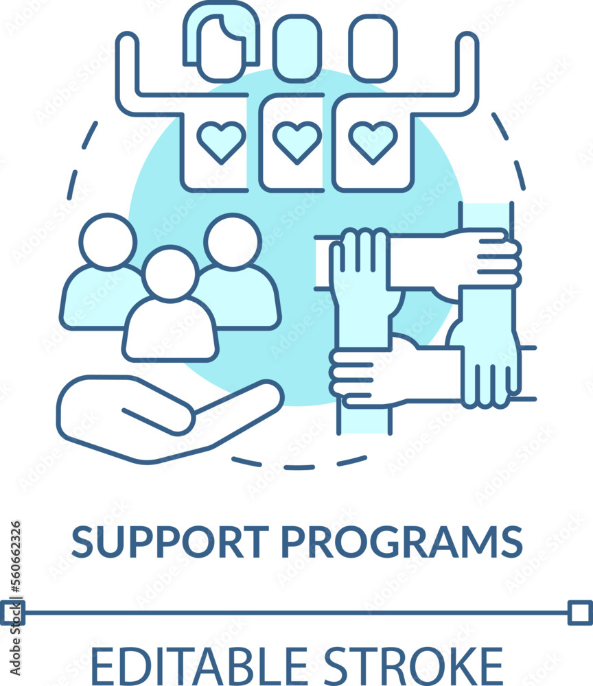 Support programs turquoise concept icon. LGBTQ inclusive workplace ...