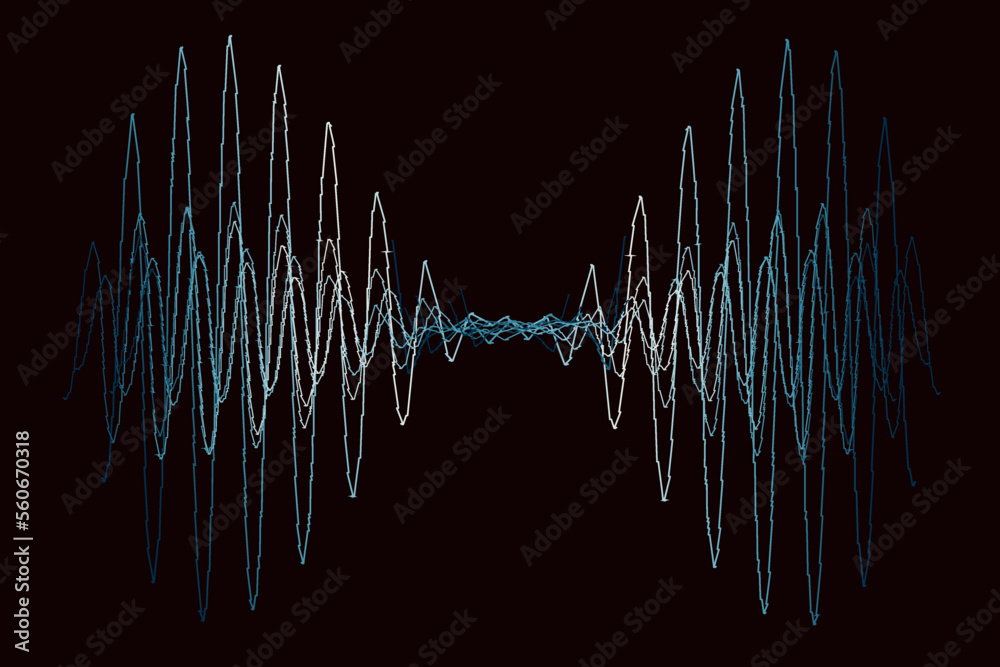 Sound vibration of frequencies. Wave noise future of lines. Radio ...