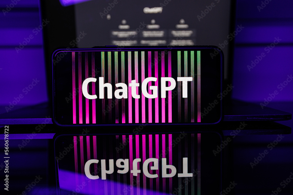 ChatGPT on computer. Chat GPT is artificial intelligence AI chatbot which was launched by OpenAI ...