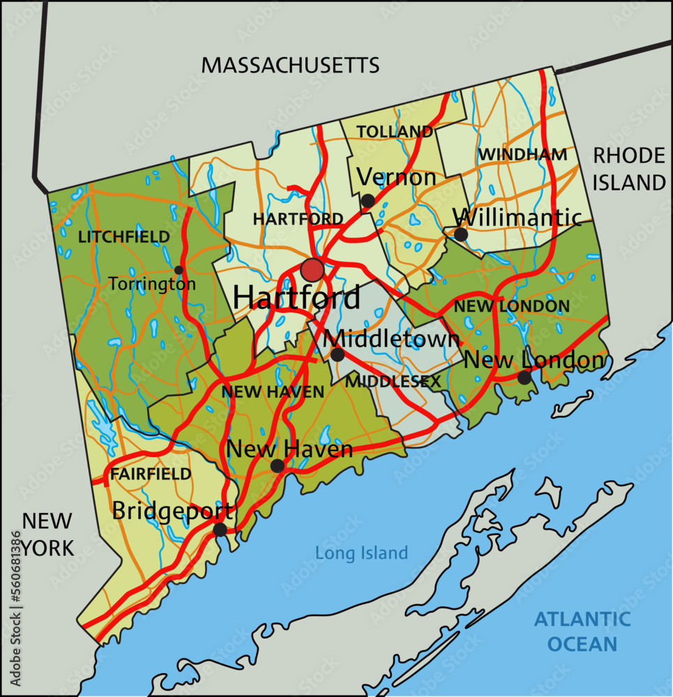 Highly detailed editable political map with separated layers ...