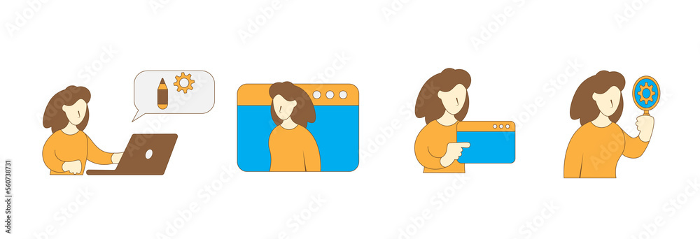 Illustration Stock Set of 4 App development, IT concepts (App design ...